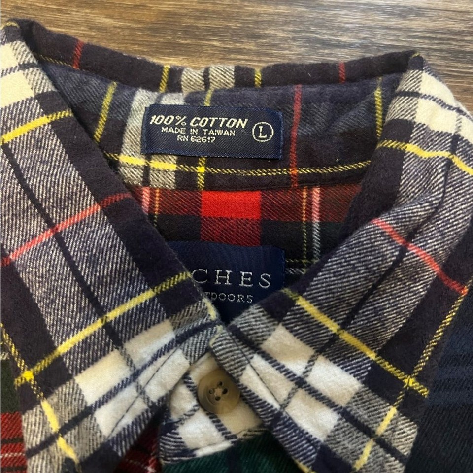 Vintage Britches Great Outdoors Pieced Flannel Ugly Shirt 100 % Cotton ...