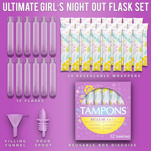 GoPong Tampon Flasks 12 Pack (18 oz Total) - Hidden Alcohol Travel ...