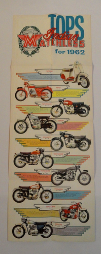 RARE! 1962 INDIAN MATCHLESS MOTORCYCLE ANNUAL DEALER POSTER AND ...