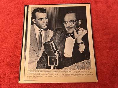 GROUCHO MARX and GEORGE FENNEMAN original wire photo You Bet Your Life ...