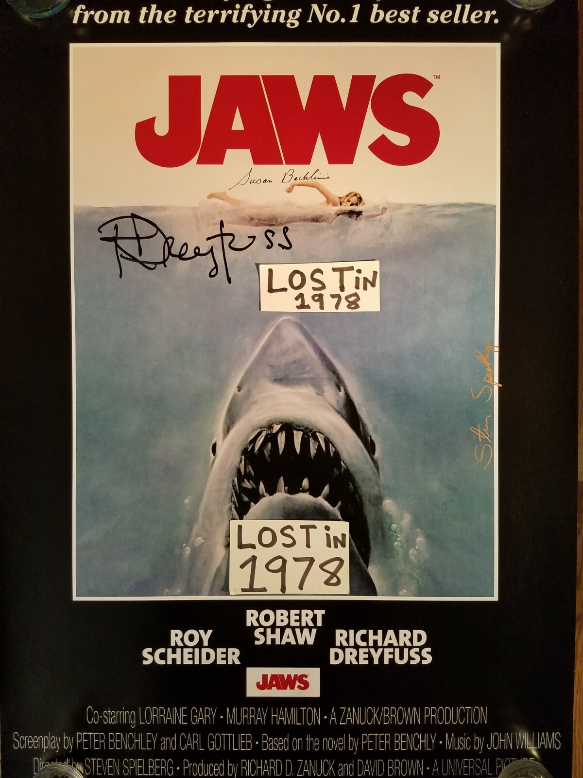 JAWS Signed Autograph Poster Steven Spielberg Richard Dreyfuss Susan ...