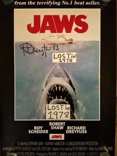 JAWS Signed Autograph Poster Steven Spielberg Richard Dreyfuss Susan ...