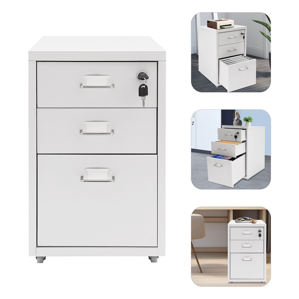 Vertical File Cabinet, Metal Mobile File Cabinet with Lock Filing ...