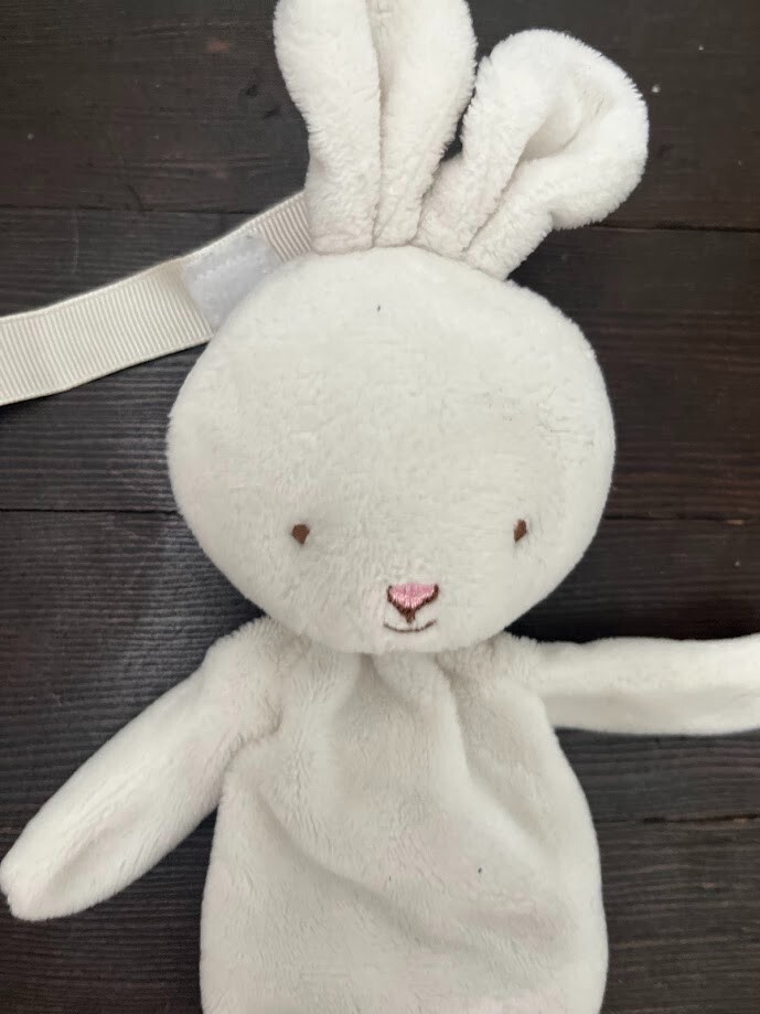 Bunnies by the Bay Plush Bunny Ivory Squeaker Crib Stroller Strap Mini ...