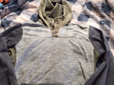 Mens Hurley Medium Pullover Hoodie Light Weight 1/4 Button Up Rare! | eBay