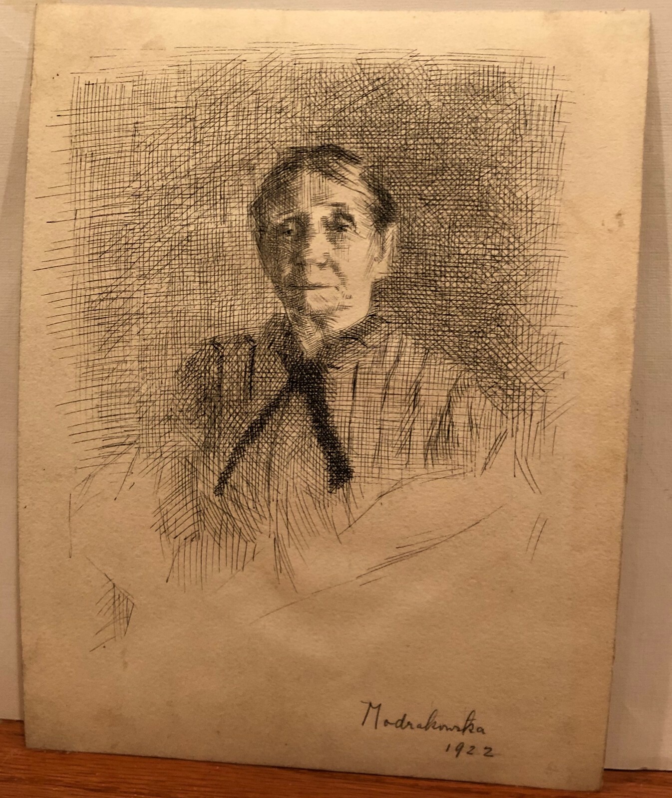 Portrait of an Older Woman Ink Drawing-1922- Eleanor Modrakowska-1879-1955)
