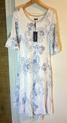 Luca Vanucci Cotton Paisley Floral Print Dress with 3/4 Sleeves Dress ...