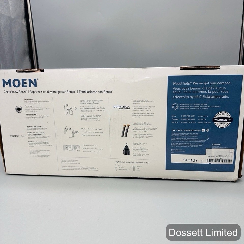 Moen Renzo Chrome Single Handle Pull-out Kitchen Faucet- CA87316C OPEN ...