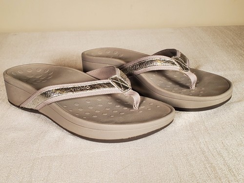 EUC VIONIC Orthaheel High Tide Metallic Platform Toe Post Sandals Women ...