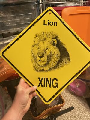 Lion Crossing Sign: 'Lion XING'. NEW!! KC creations Jungle Big Cats ...