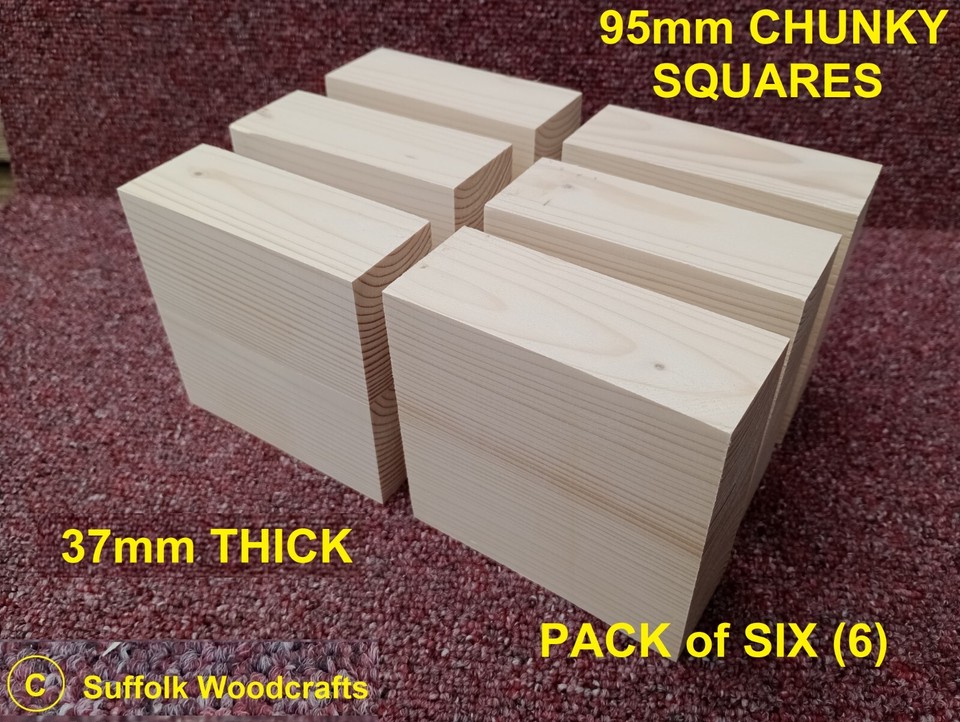 95mm CHUNKY PINE SQUARES WOODEN BLOCKS BLANKS (37mm thick) | eBay UK