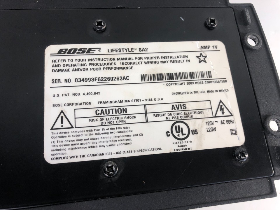 Bose Lifestyle Stereo Amplifier 2-Channel SA2 No Cables Untested | eBay