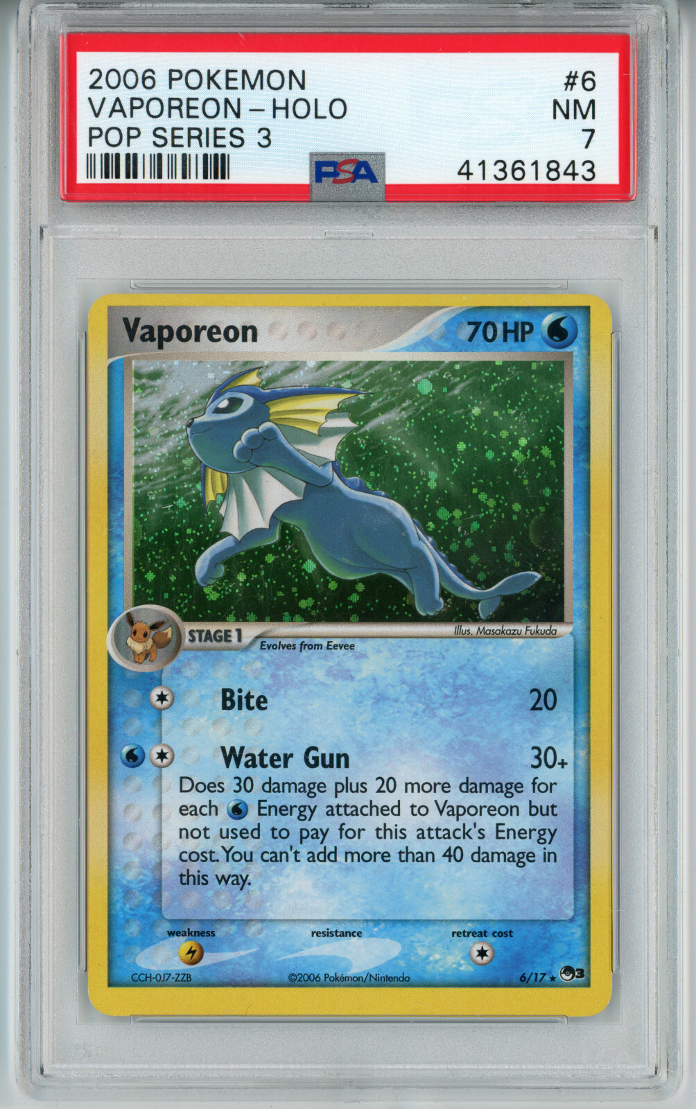 2006 POKEMON "POP SERIES 3" VAPOREON #6 HOLO FOIL PSA 7 NM #41361843 | eBay