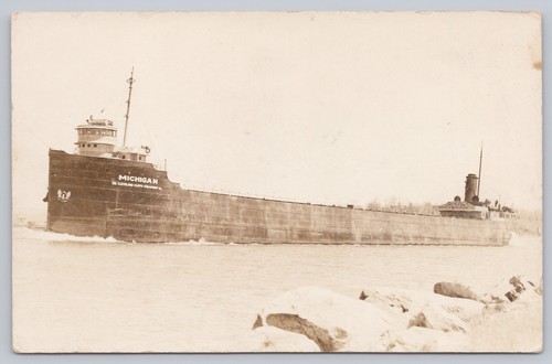 Vtg Steamer Steamship Michigan Cleveland Cliffs RPPC Real Photo ...