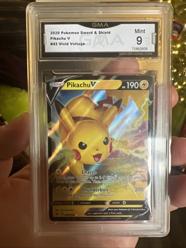 Pikachu V #043 Graded GMA 9 2020 Pokemon SWSH Vivid Voltage Mint | eBay