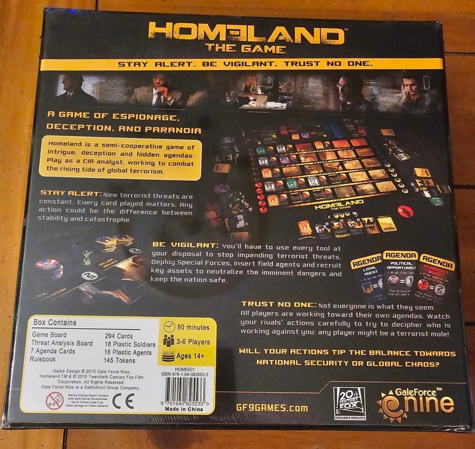 Homeland: The Game Board Game by Gale Force Nine Brand New Complete in ...