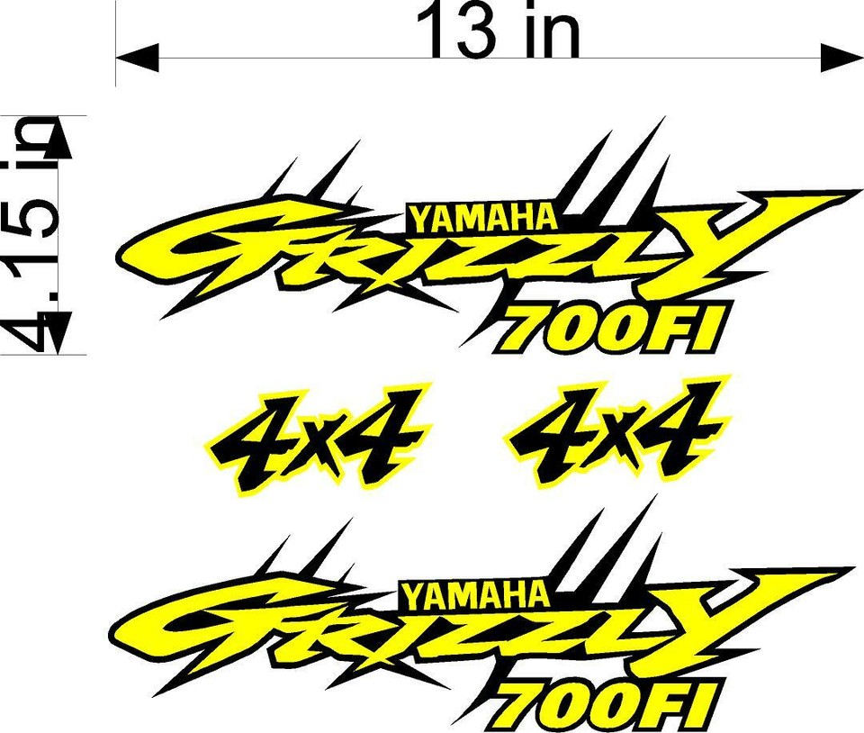 Yamaha Grizzly 4x4 700 Edition ATV Tank Decal Sticker kit Custom Yellow ...