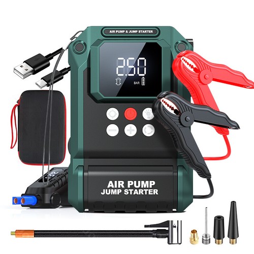 Air Compressor Wih Portable Car Jump Starter 12V Power Bank 10000 mAh ...