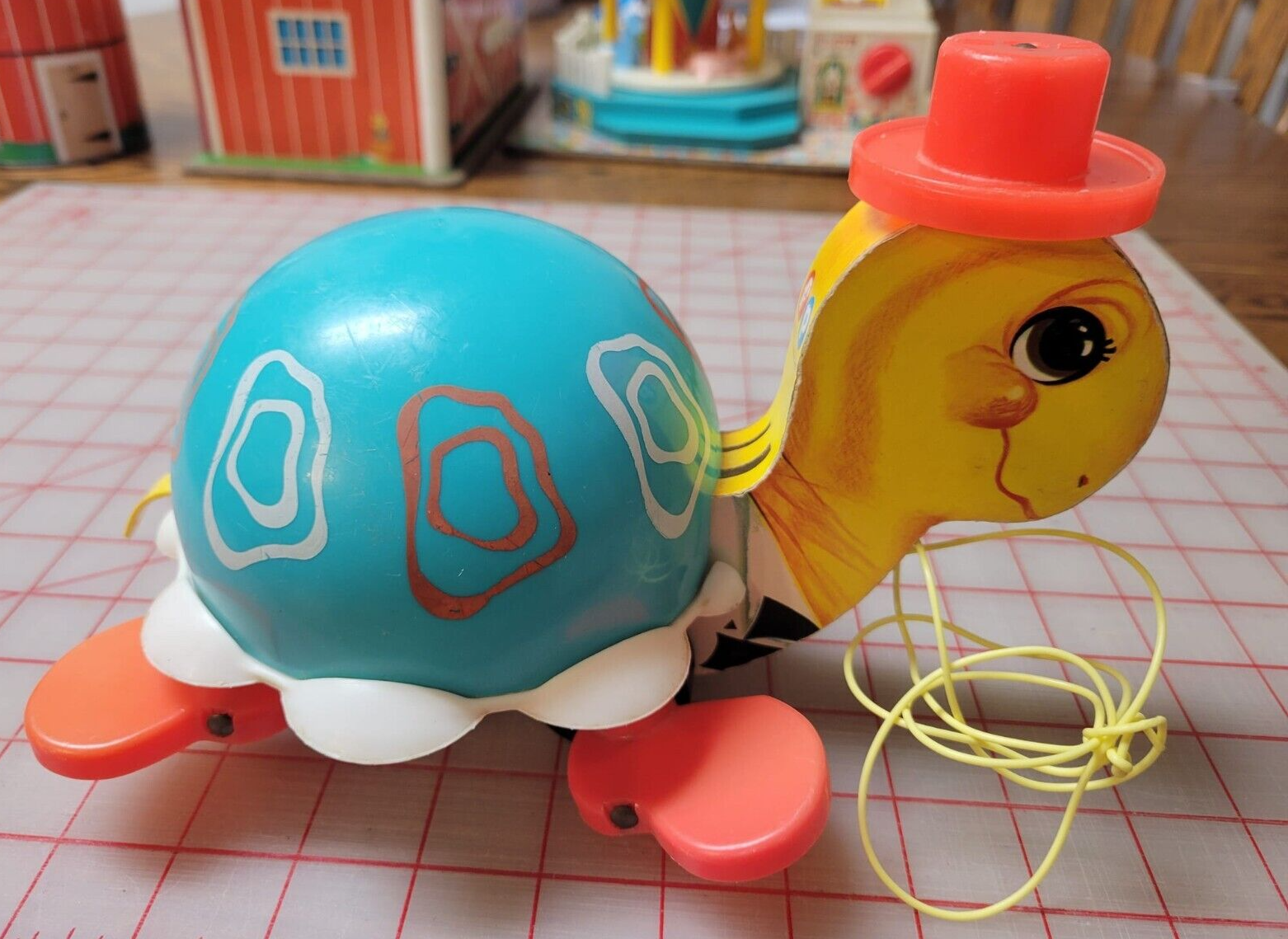 Vintage Fisher Price 1962 Tip Toe Turtle Pull Along Toy 773 Bell ...