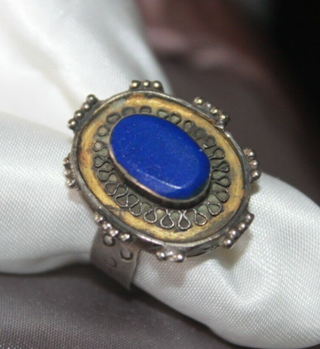 Ethnic Middle Eastern Vintage Sterling Silver Lapis Lazuli Signet Ring ...