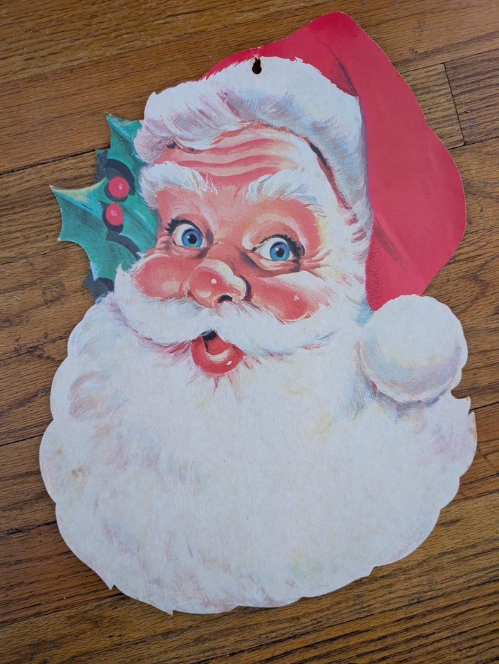 Christmas Decorations Die Cut 1980s Cardboard Lot 13 Santa Holiday ...