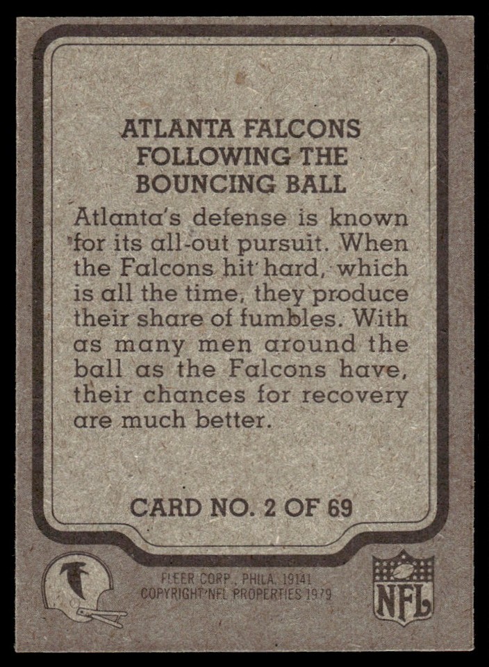 1979 Fleer Team Action Atlanta Falcons Following The Bouncing Ball ...