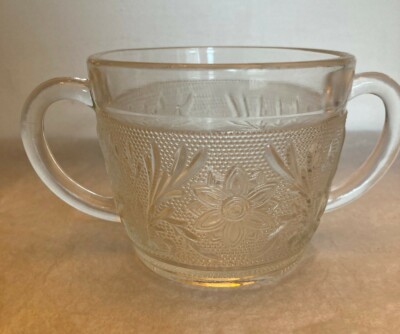 Lovely Anchor Hocking Crystal "Sandwich" Pattern Clear Glass Sugar Bowl ...