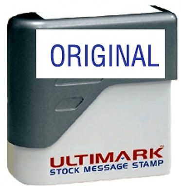 ORIGINAL stamp text on Ultimark Pre-inked Message Stamp with Blue Ink ...