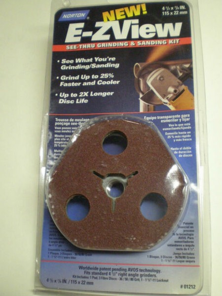 Norton E-ZView See-Thru Grinding & Sanding Kit w 3 Grinder Discs 4-1/2 ...