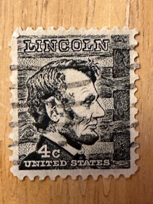 VINTAGE UNITED STATES POSTAGE STAMP ABRAHAM LINCOLN FOUR 4 CENTS USED ...