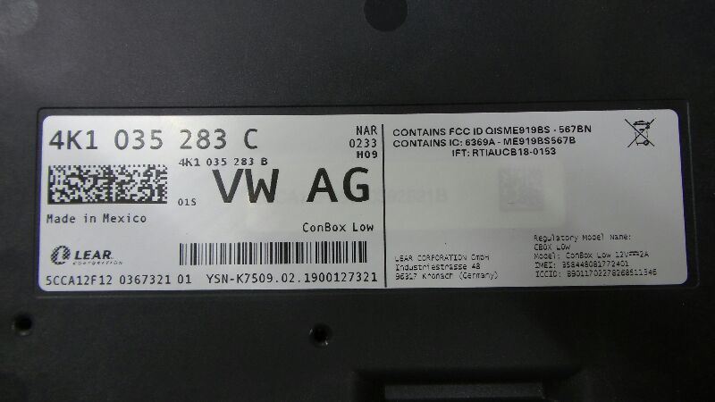 17 18 19 AUDI Q7 EMERGENCY COMMUNICATION CONTROL MODULE PART # 4K1 035 ...