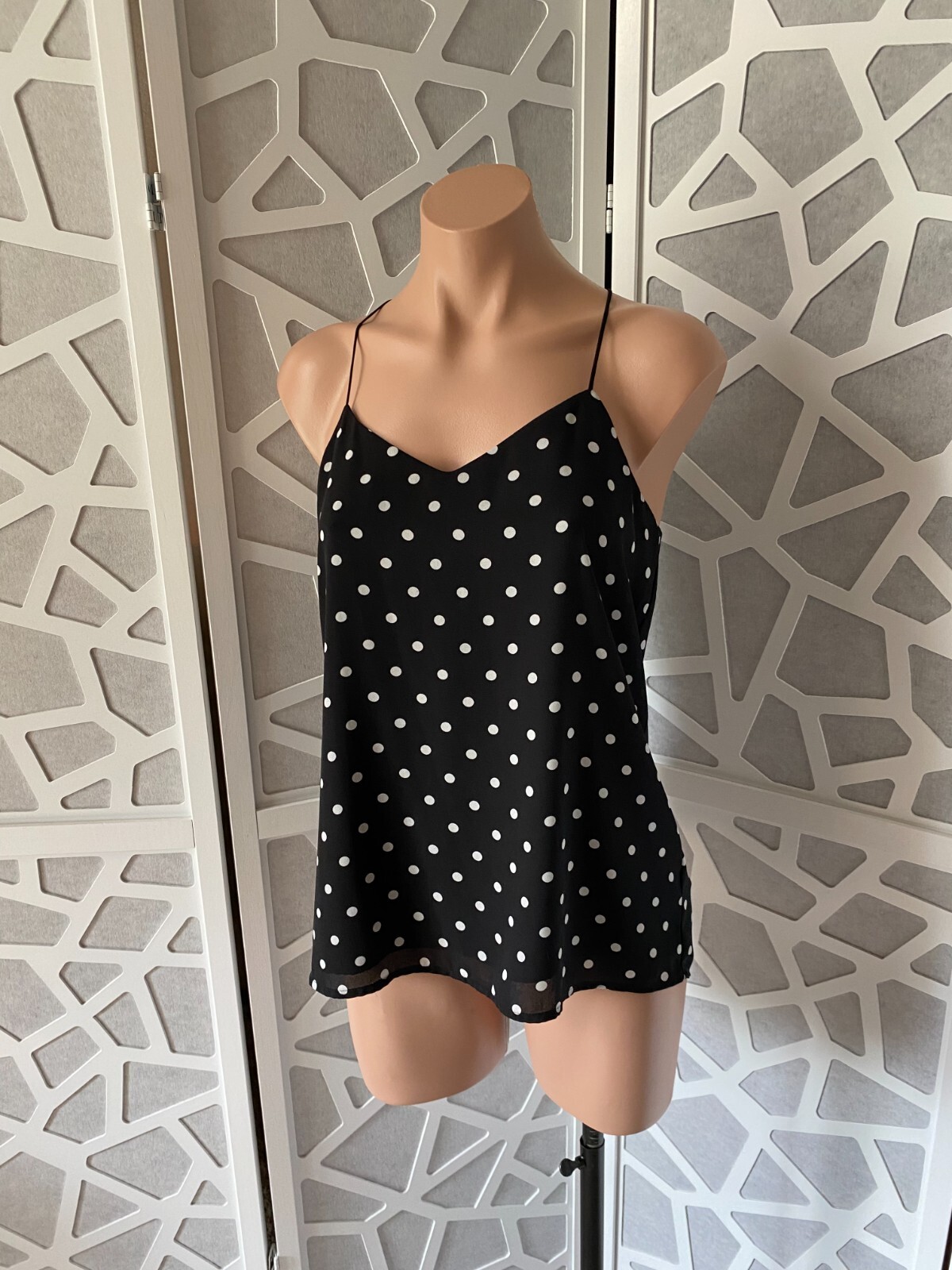 Express Barcelona BlackWhite Polka Dot Spaghetti Strap Cami S | eBay
