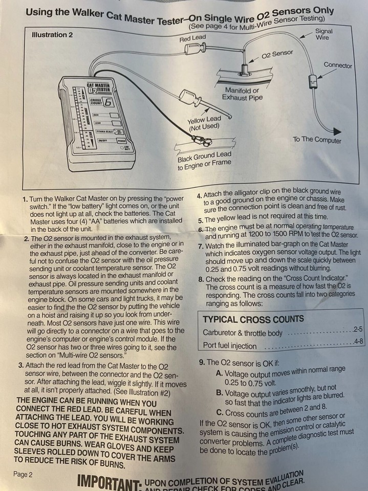 Walker , NAPA CAT Master O2 Tester Oxygen Sensor Tester for Cars ...