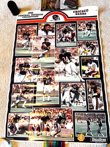 1985 CHICAGO BEARS poster WALTER PAYTON JIM MCMAHON 34x22 | eBay