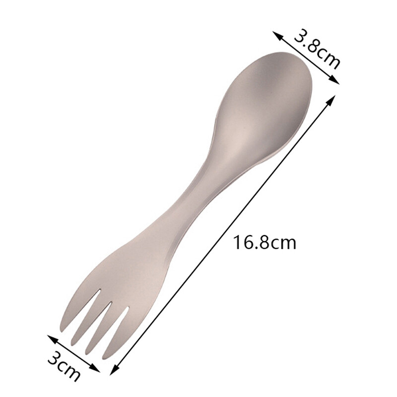Titanium Spork Spoon Outdoor Camping Picnic Dual-purpose Titanium Fork ...