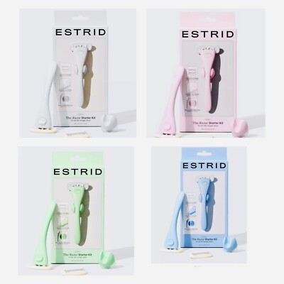Estrid Pink Starter Vegan Kit Razor Handle + x2 Blades+ Holder New ...