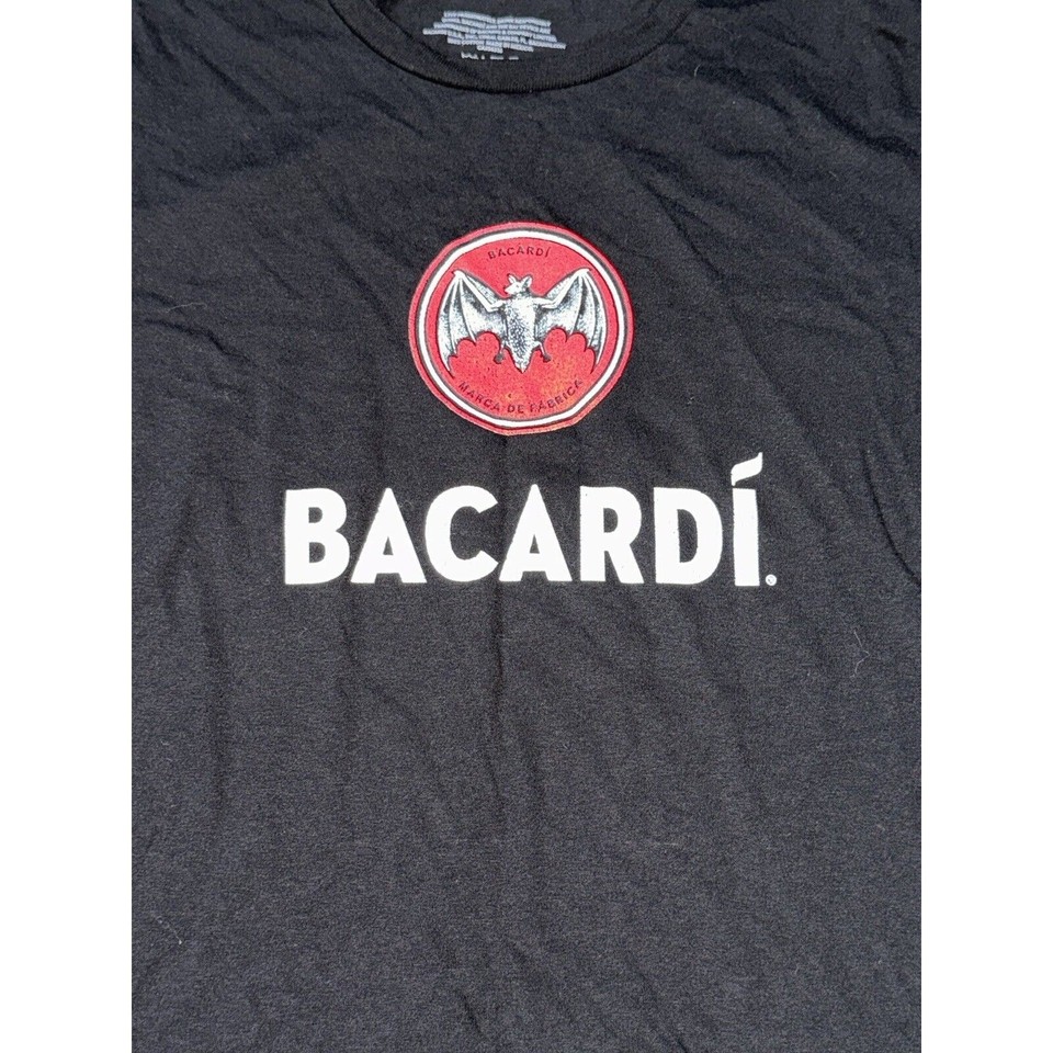 Bacardi Rum Black T-Shirt Bartender Bacardi Bat Logo Women’s Size Large ...