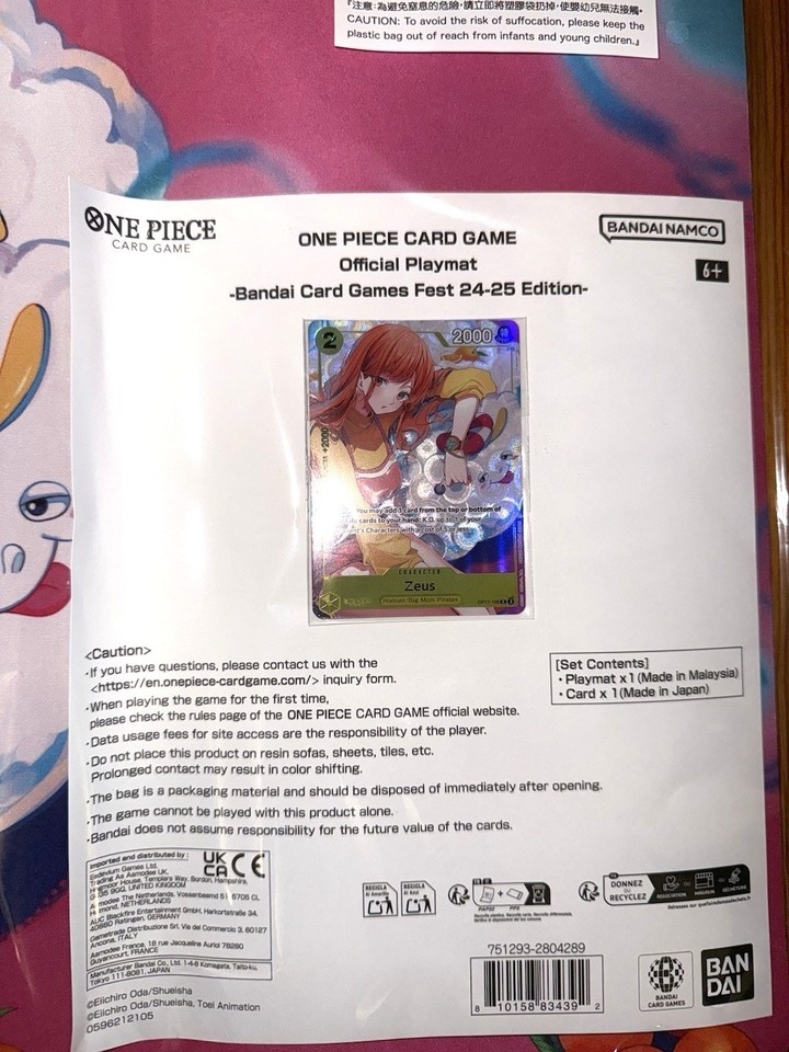 ONE PIECE Card Game Playmat Nami & Zeus + Promo Card Bandai Fest ...