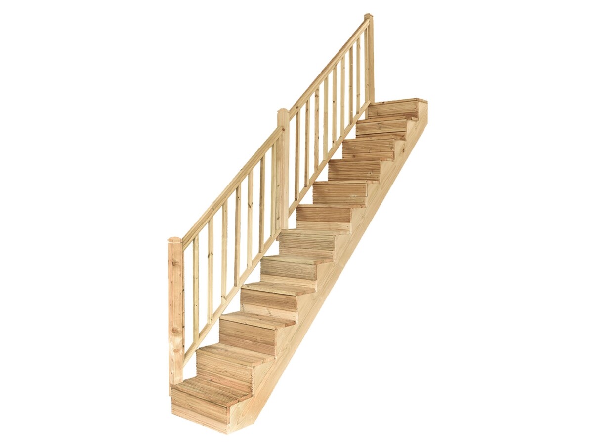 Garden Steps Kit w/Handrails, Pressure Treated, Exterior Steps, Top ...