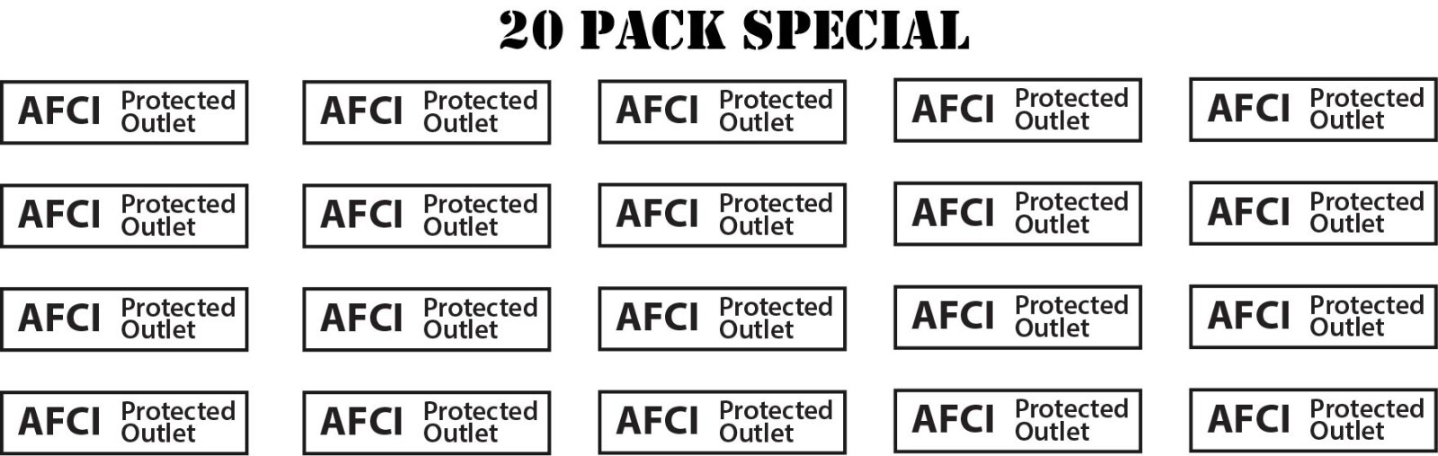 AFCI Protected Receptacle Outlet Stickers 20 Pack Special .25" x 1.0 ...