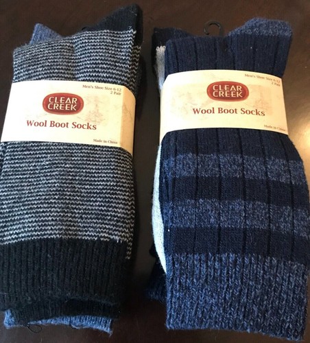 Mens Clear Creek Wool Boot Socks 4 pair NEW size 6-12 | eBay
