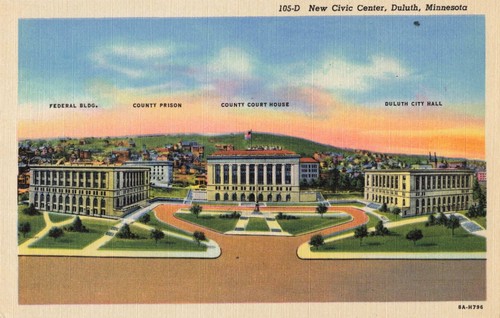 Postcard New Civic Center Duluth Minnesota City Hall Prison Court House ...