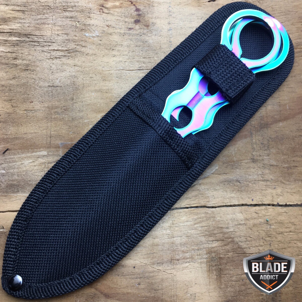 3PC 8" Tactical Ninja Combat Ninjutsu Kunai Fixed Blade Throwing Knife ...