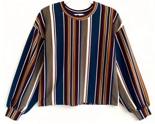 TEMT Multicoloured Striped Unlined Retro-Style Blouse | Size S | Rarely ...