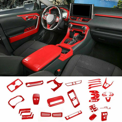Fit For Toyota RAV4 2019-2023 Glossy Red ABS Interior Decor Full Kit ...