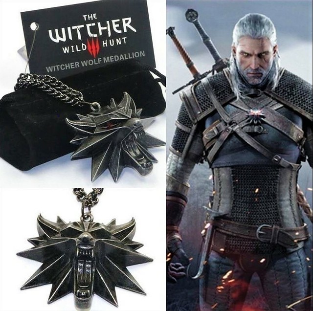 Witcher 3 Necklace Wild Hunt Geralt Medallion Pendant Wolf Head Game ...