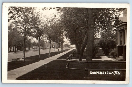 Cooperstown North Dakota ND Postcard RPPC Photo Street View Car Houses ...