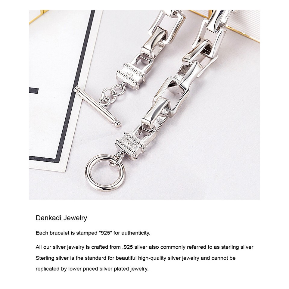 Solid 925 Sterling Silver Cube Link Chain Two Locks Necklace for Men ...