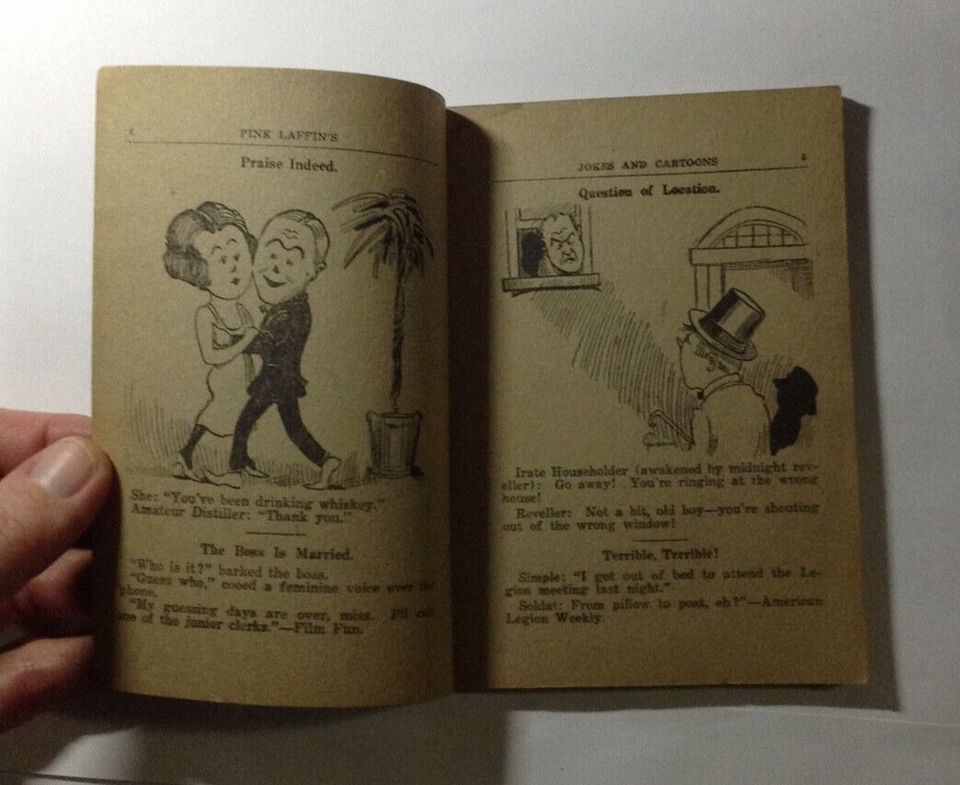 Pink Laffin's Jokes & Cartoons, 100 Year Old Illustrated Joke Book ...