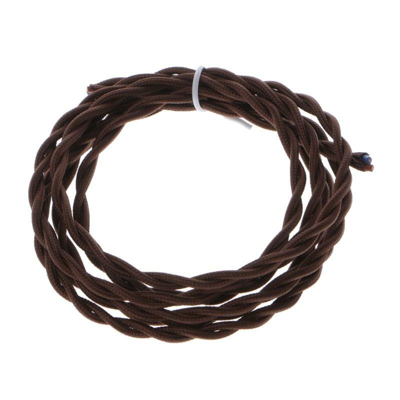 2 M 2x0.75 Coffee Vintage Retro Twist Braided Fabric Light Cable ...
